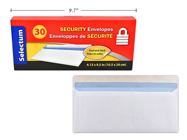 Selectum White Envelopes #10 w/SECURITY lining - Peel N Seal ~ 30 per ...