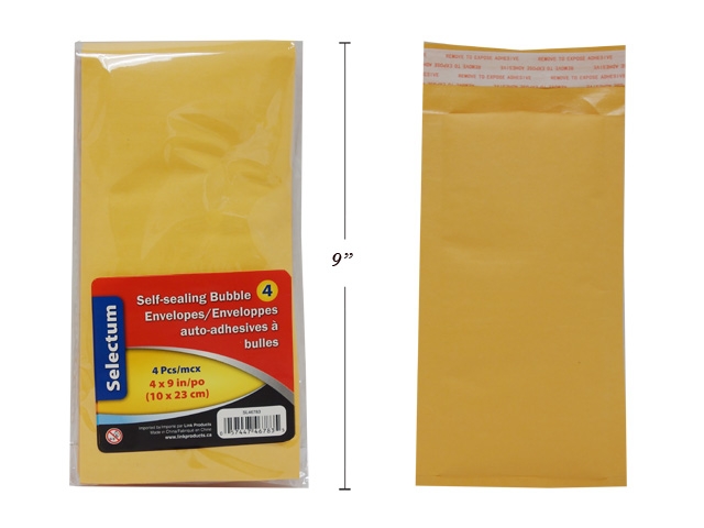 Selectum Kraft Peel-N-Seal Bubble Envelopes - 4" x 9" ~ 4 per pack - Mr FLY