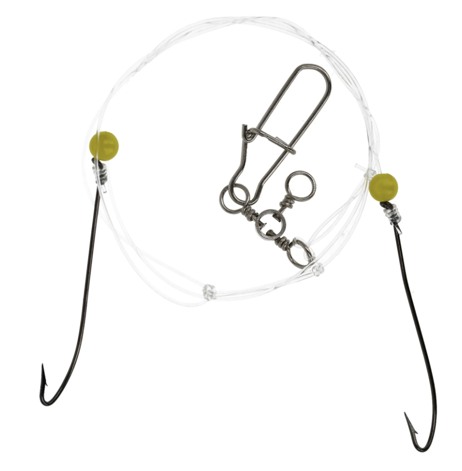 Eagle Claw Double Hook Flounder Rig w/Corn Bead & 3 Way Swivel - Mr FLY